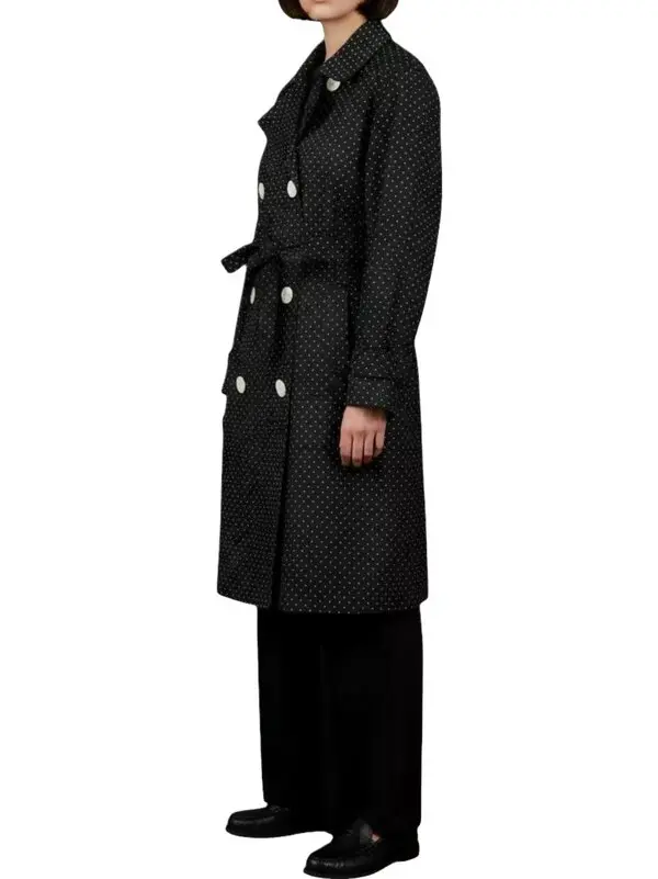 Saint Laurent 1991 Dot-print Belted Trench Coat - Black