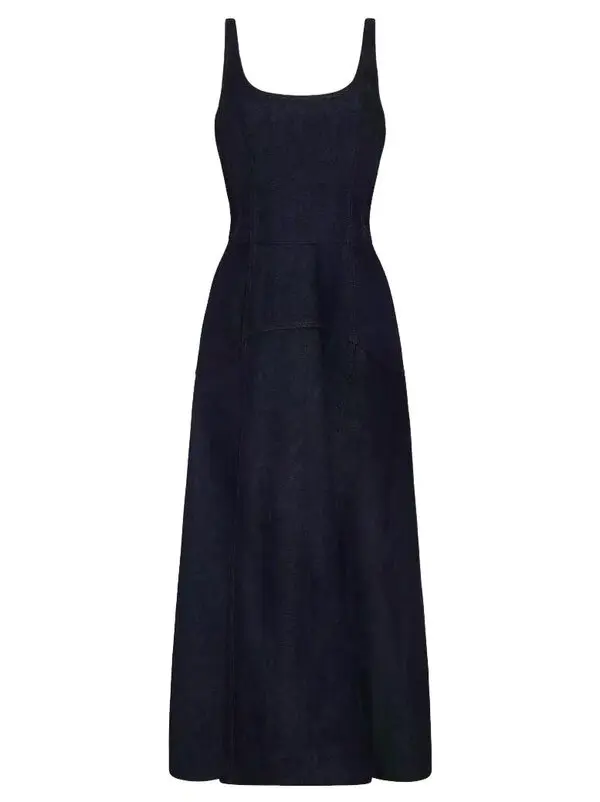Adam Lippes Panelled Denim Midi Dress - Blue