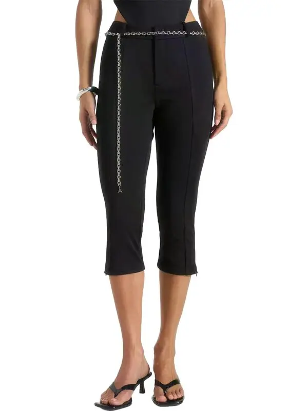 Manière De Voir Capri Leggings With Chain Detail - Black