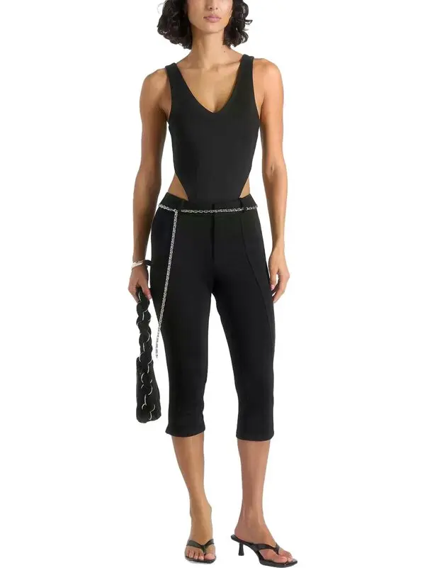 Manière De Voir Capri Leggings With Chain Detail - Black