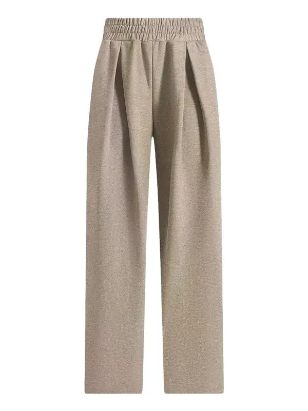 Manière De Voir Manier De Voir Taupe High-rise Wide-leg Pleated Joggers - Neutrals