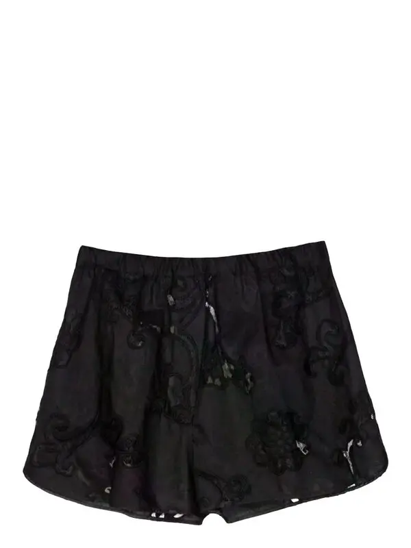 SEMICOUTURE Embroidered Poplin Shorts - Black