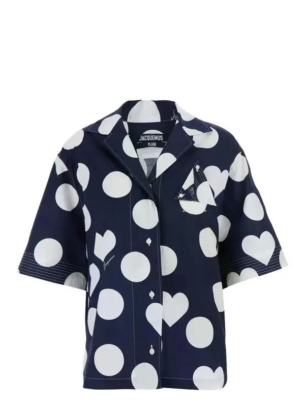 Jacquemus Polka-dot Heart Print Shirt - Blue