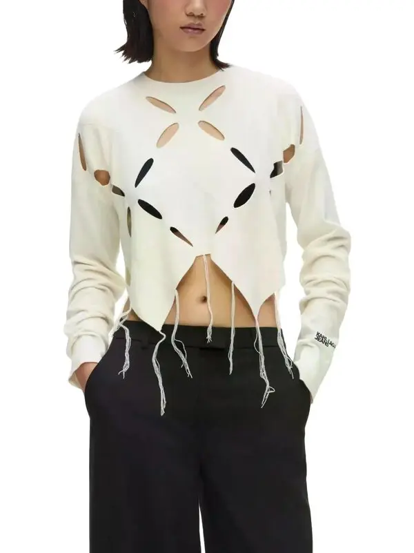 Karl Lagerfeld Cut-out Fringed Sweater - Neutrals