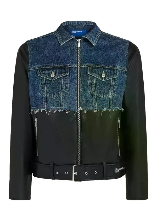 Karl Lagerfeld Panelled Raw-cut Denim Jacket - Black