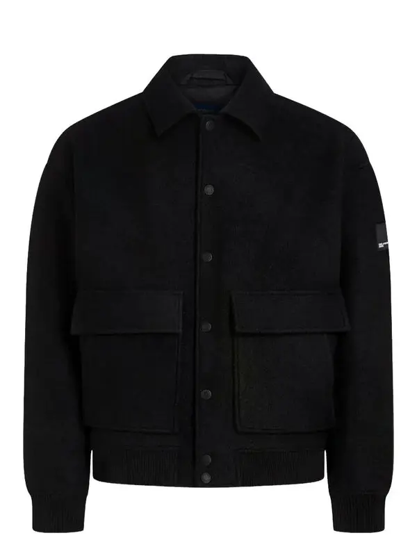 Karl Lagerfeld Logo-patch Bomber Jacket - Black