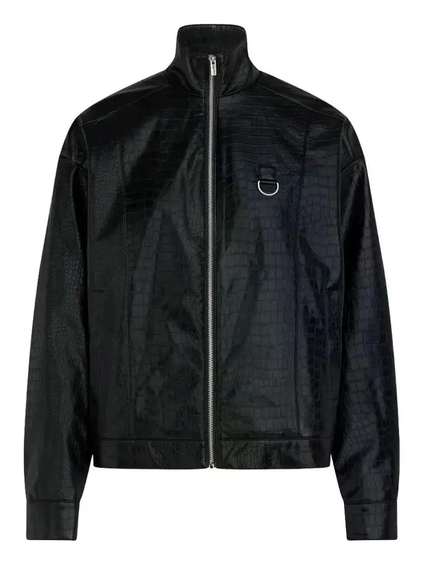 Karl Lagerfeld Karlism Croc-effect Bomber Jacket - Black