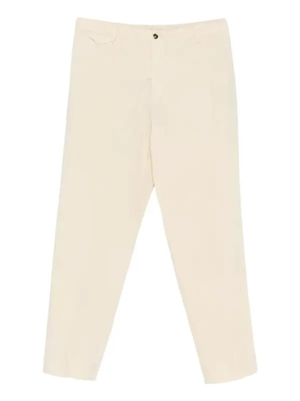 DELL'OGLIO Cream Beige Belt Loops Front Button Trousers - Neutrals