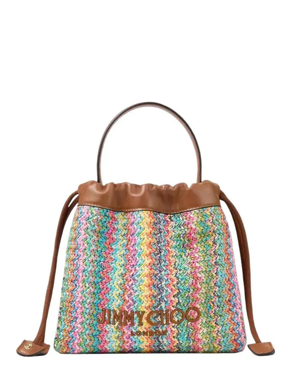 JIMMY CHOO Drawstring Pouch Top Handle Bag - Brown