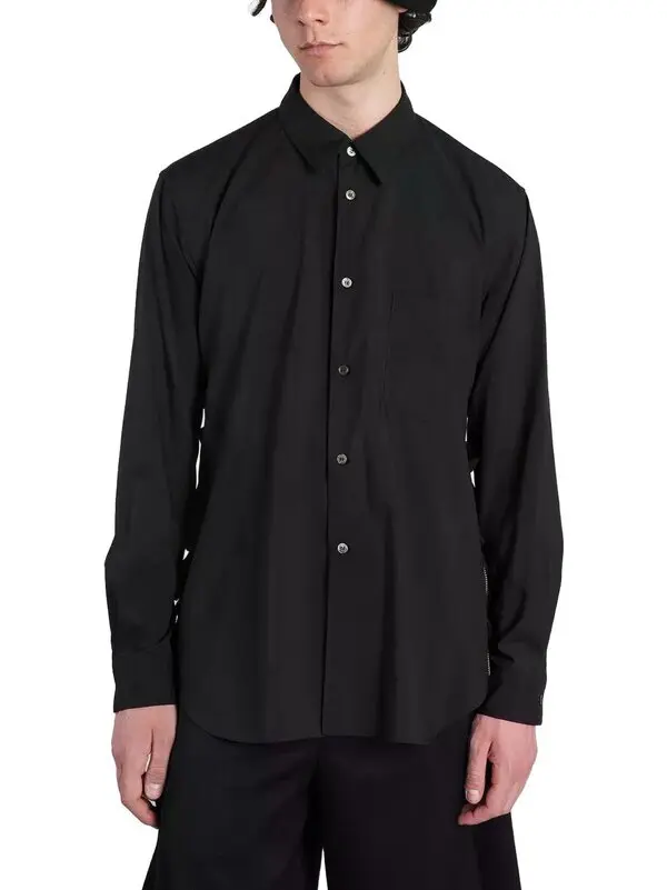 Comme Des Garçons Ruffled Zip-detail Shirt - Black