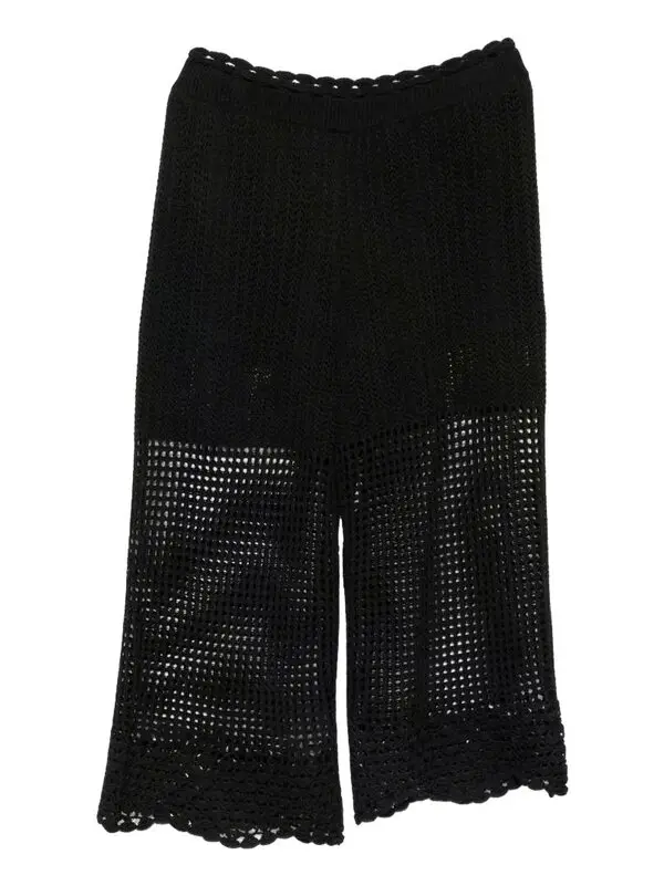 IRO PARIS Crochet-knit Scalloped-hem Trousers - Black
