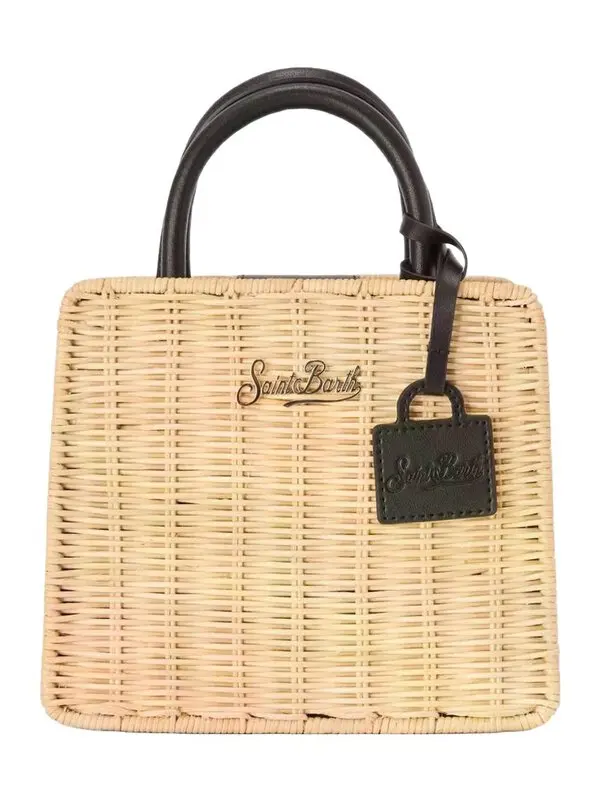 MC2 SAINT BARTH Woven Logo Plaque Shoulder Bag - Neutrals