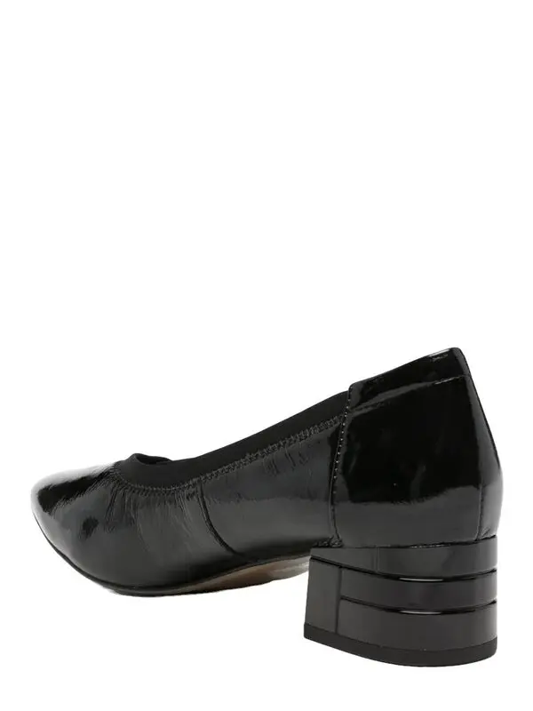 LINDA BAUMANN Patent Block Heel Pumps - Black