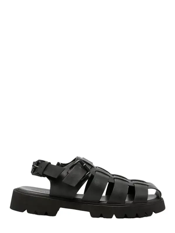 SERGIO MORETTI FIRENZE Leather Caged Sandals - Black