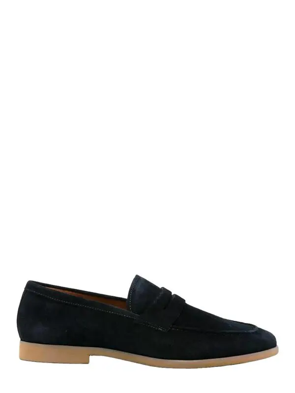 SERGIO MORETTI FIRENZE Suede Penny Slot Loafers - Blue