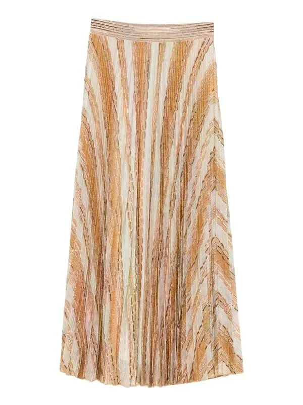 Missoni Zigzag Knit Pleated Midi Skirt - Neutrals