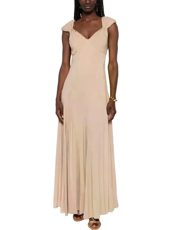 CARLA G. Draped Maxi Dress - Neutrals