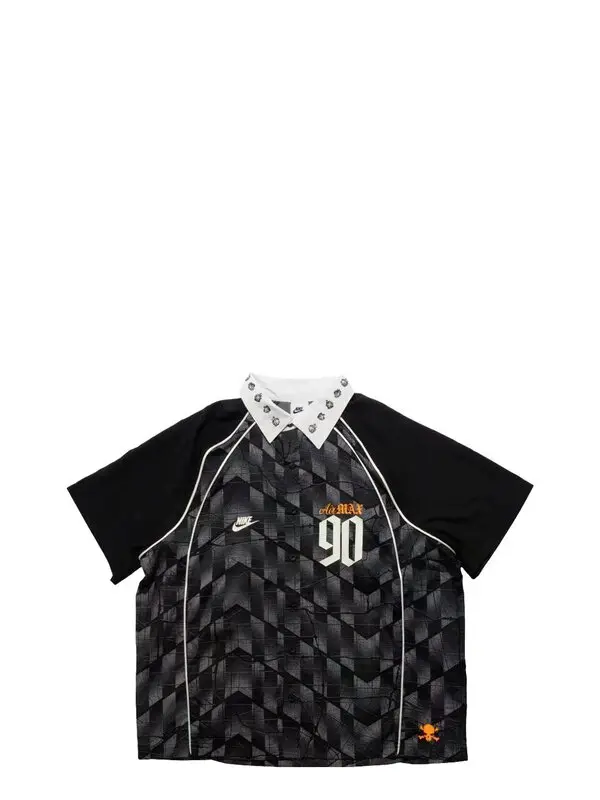 Nike Dri-fit Geometric Pattern Collared Short Sleeve Shirt - Black