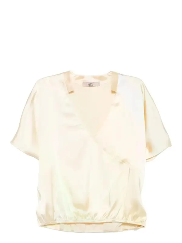 CARLA G. Satin Wrap Top - Neutrals