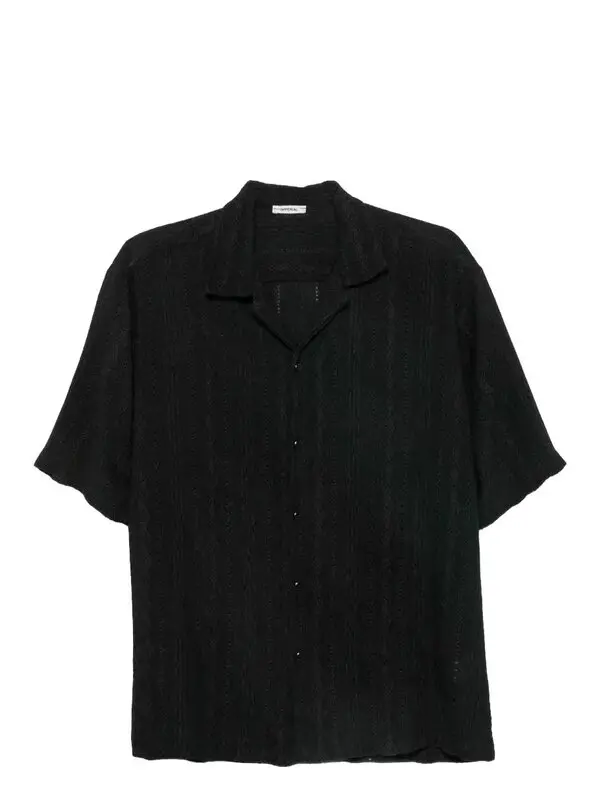 Imperial Pointelle-knit Camp-collar Shirt - Black
