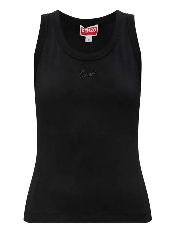Kenzo Ribbed Cotton Logo Top - Black