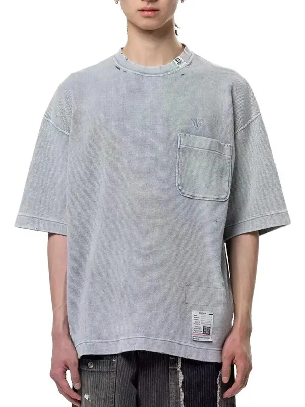 Mihara Yasuhiro Waffle-knit Chest-pocket T-shirt - Grey