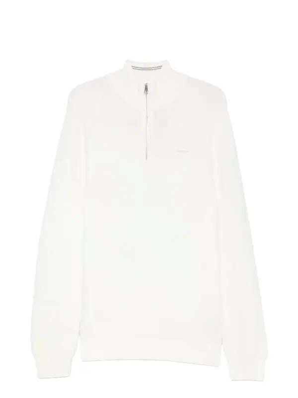 Gant Ribbed Knit Quarter-zip Sweater - Neutrals