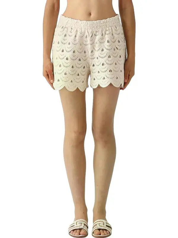 MC2 SAINT BARTH Meave Crochet Shorts - Neutrals