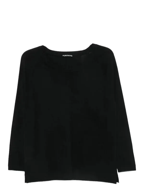 PUROTATTO Raglan Sleeve Sweater - Black