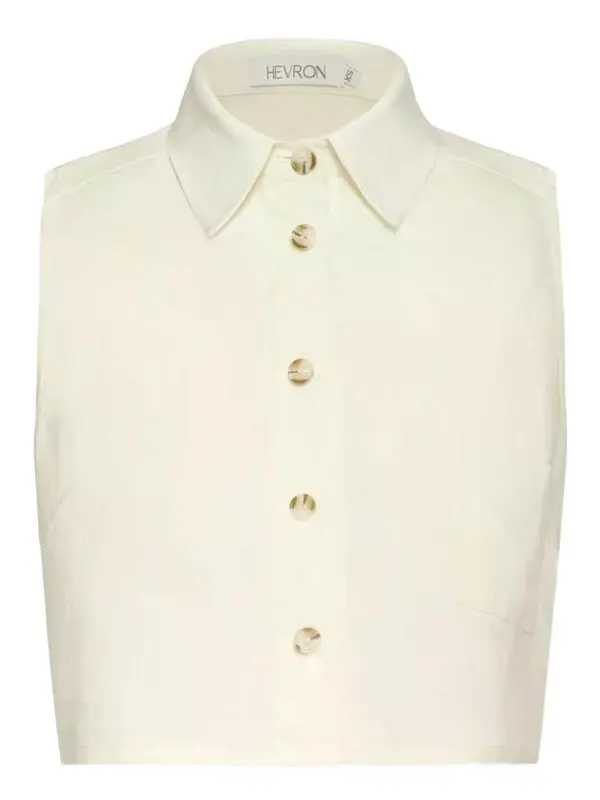 HEVRON Katja Cropped Sleeveless Shirt - Neutrals