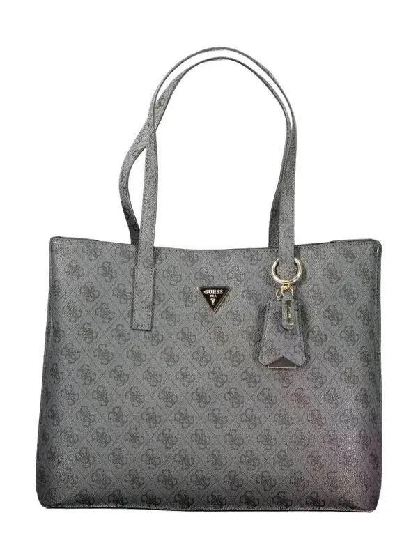 Guess Logo Plaque All-over Pattern Handbag - Grey