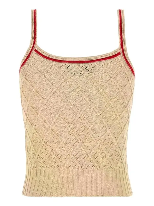 Fendi Argyle Knit Top - Neutrals