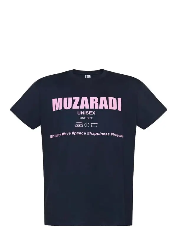 MUZARADI Logo Print Cotton T-shirt - Blue