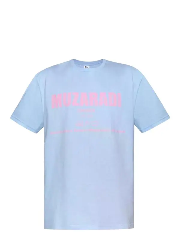 MUZARADI Logo Print Cotton T-shirt - Blue
