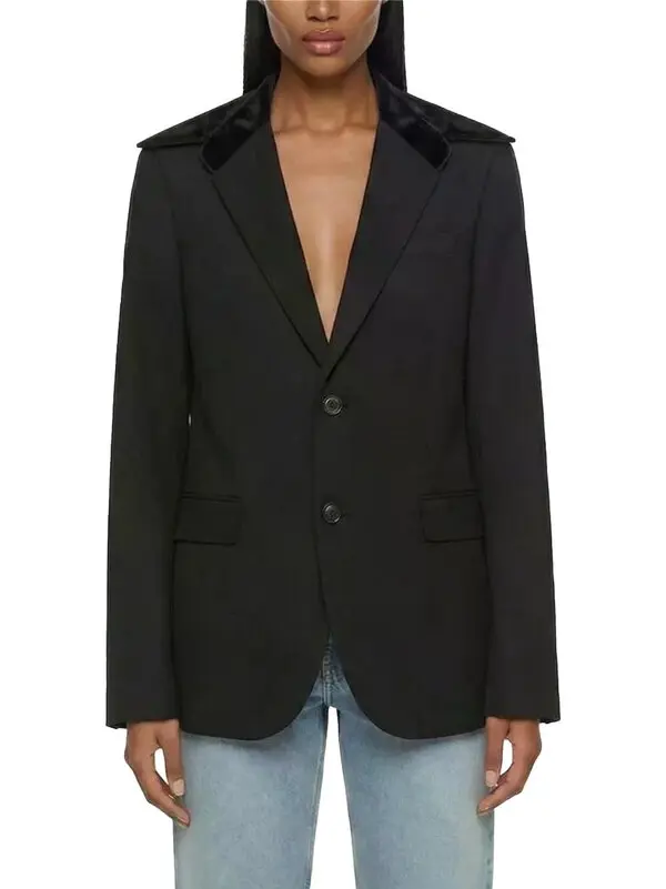 TATUNA Suede-collar Blazer - Black
