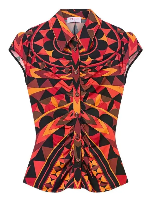 Emilio Pucci Manuba-print Ruched Blouse - Red