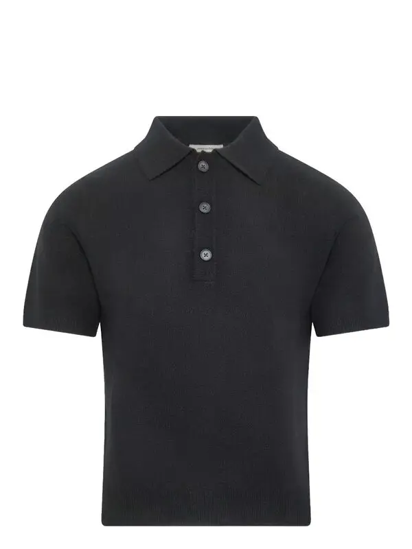 ENTIRE STUDIOS Short-sleeve Buttoned Polo Shirt - Black