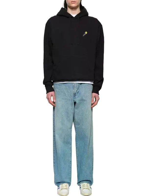 VOWELS Floral Embroidered Hoodie - Black