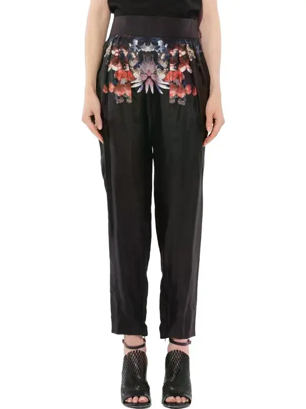 Givenchy Floral Print Pleated Trousers - Black