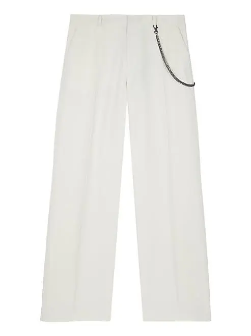 The Kooples Belted Wide-leg Cotton-blend Trousers - Sand