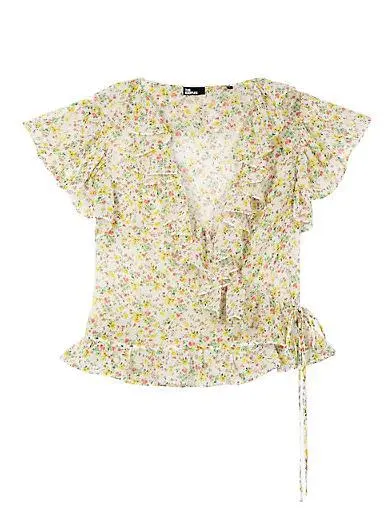 The Kooples Ruffled Floral-print Woven Top - White - Red