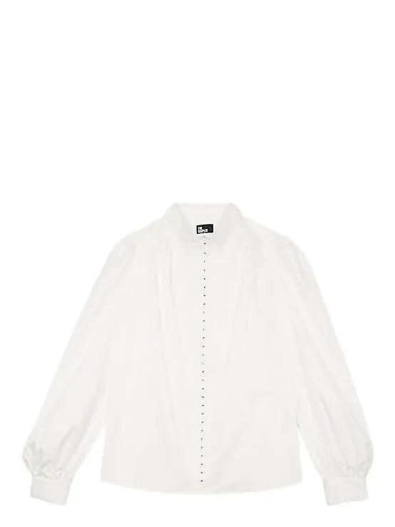 The Kooples High-neck Long-sleeve Cotton Shirt - White