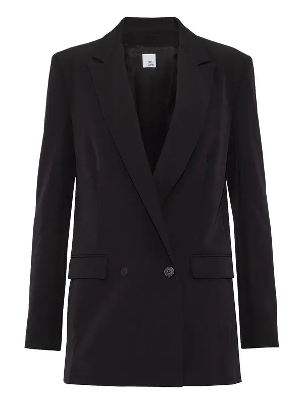 Iris & Ink Double-breasted Crepe Blazer - Black