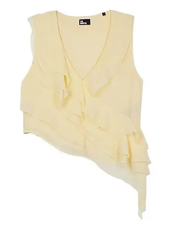 The Kooples Sleeveless Ruffle-trim Woven Top - Light Yellow