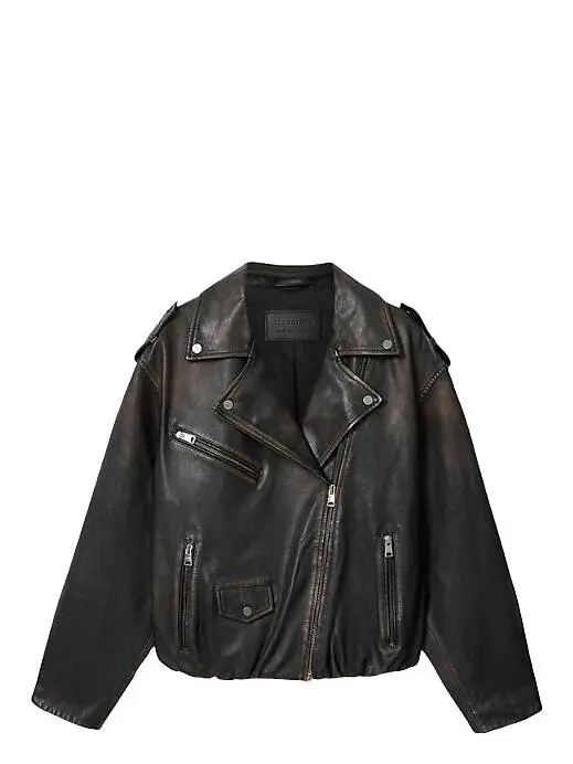 ALLSAINTS Samina Regular-fit Leather Biker Jacket - Black/brown