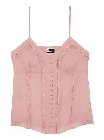 The Kooples Embroidered V-neck Cami Top - Blush