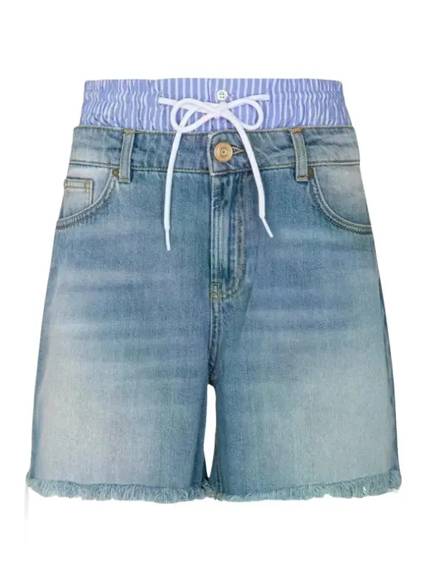 GAELLE PARIS Gaelle Double-waist Frayed Shorts - Blue