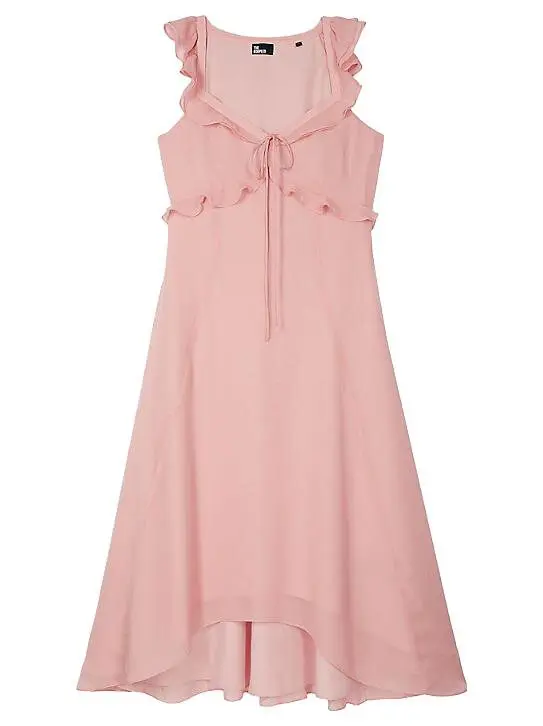 The Kooples Ruffled V-neck Midi Dress - Blush