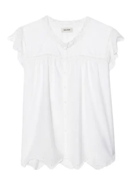Zadig&Voltaire Tika Cotton Top With Embroidery And Lace - Judo