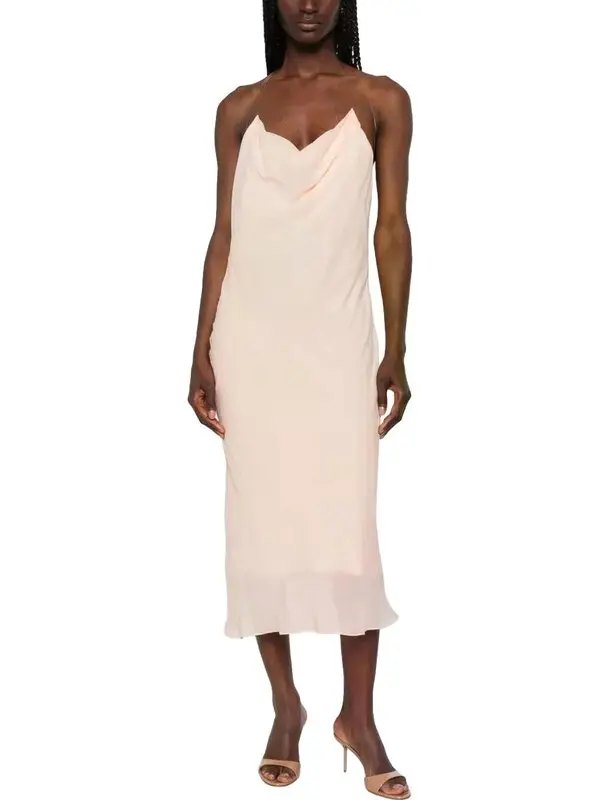 MUGLER Cowl Neck Backless Midi Dress - Pink